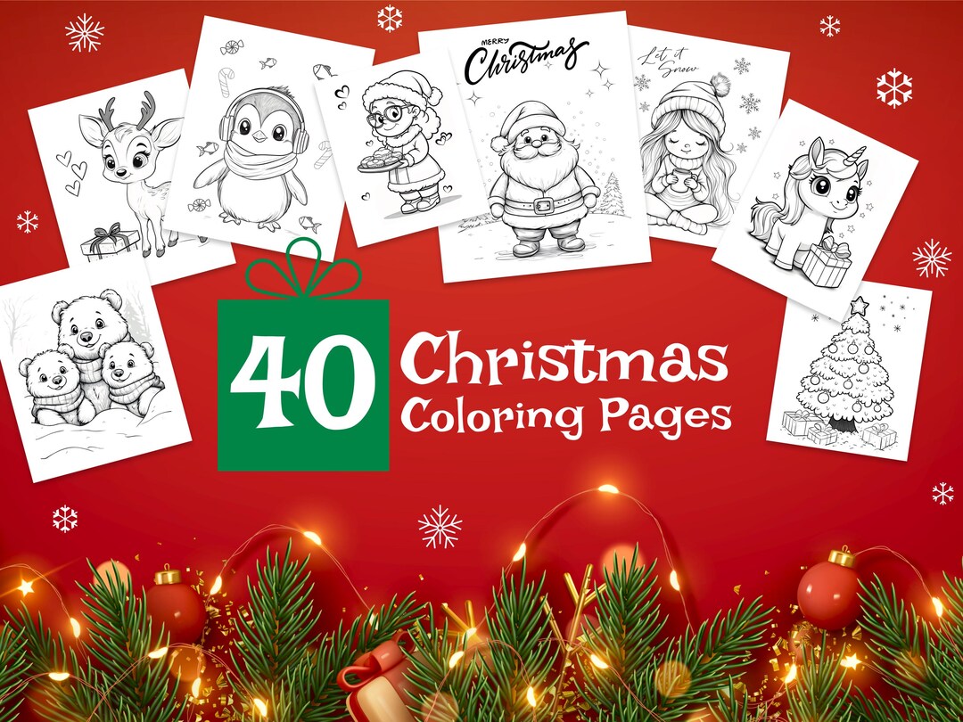 Christmas Coloring Pages for Kids / 40 Printable Holiday Coloring Book ...