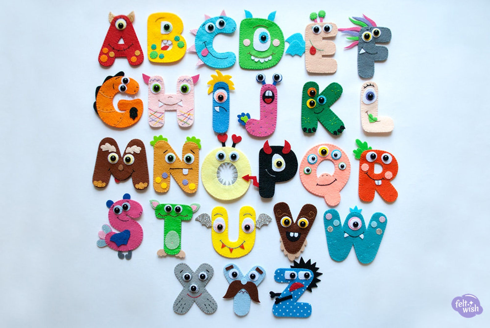 Monster Alphabet / Felt Alphabet / Felt Letters ABC / Letters Monsters ...