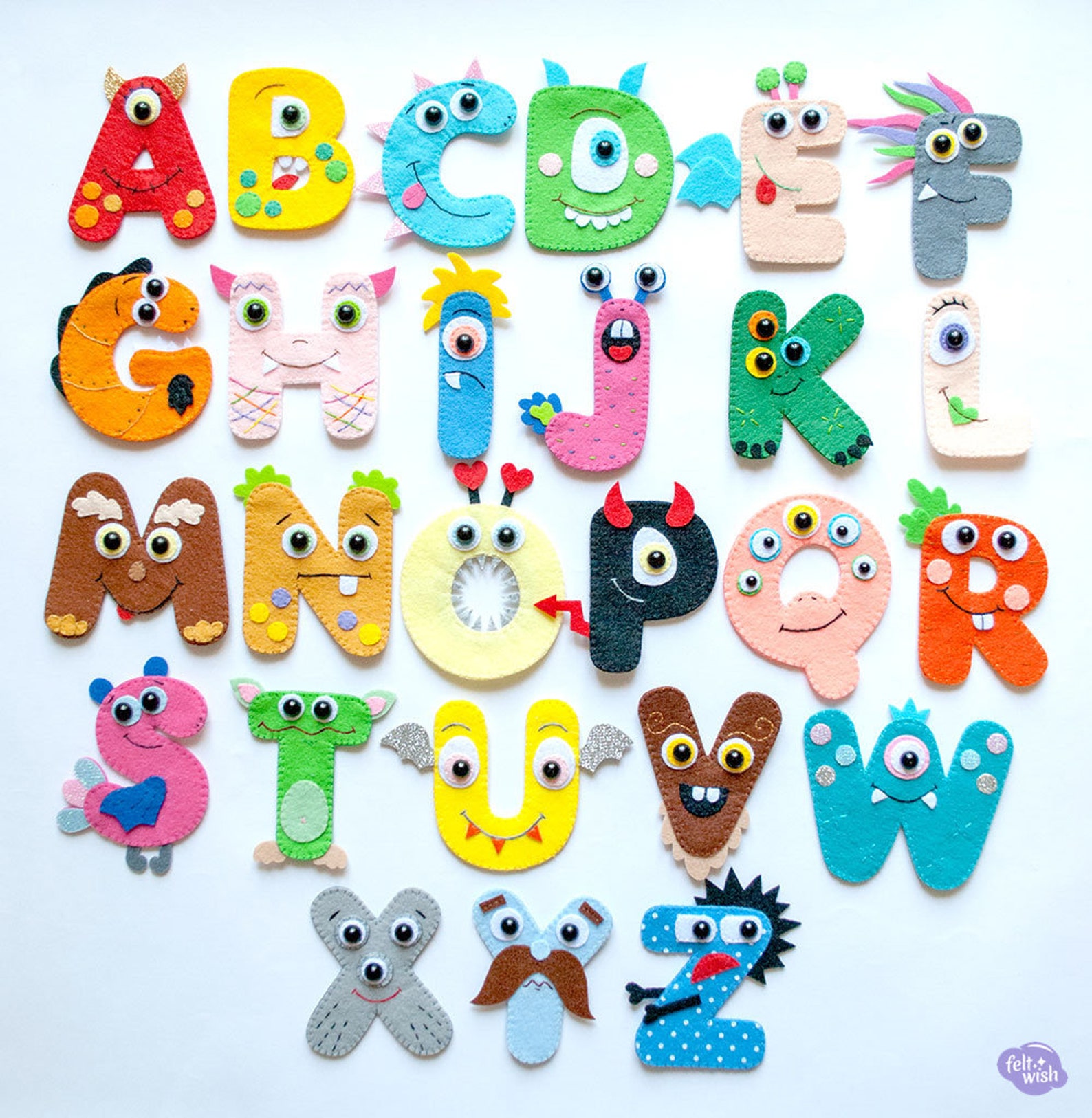 Monster Alphabet / Felt Alphabet / Felt Letters ABC / Letters Monsters ...