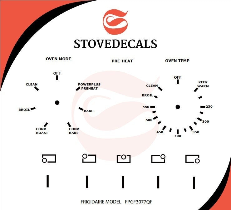 FPGF3077QF Stove Decals 2 Sets Fits Frigidaire Model - Etsy