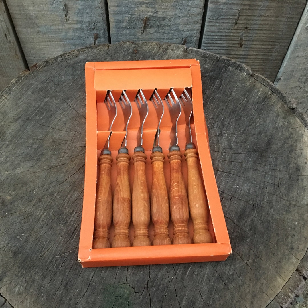 Set of 6 Forks /wooden Cutlery /dinner Table /vintage Kitchen /wooden ...