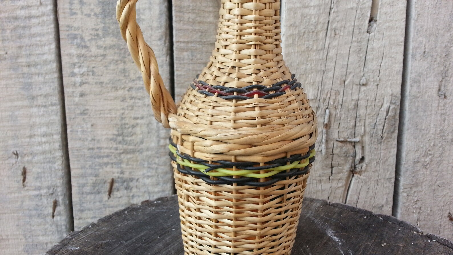 A Knitted Bottle of Rattan / Wine Bottle / Vintage Rattan | Etsy