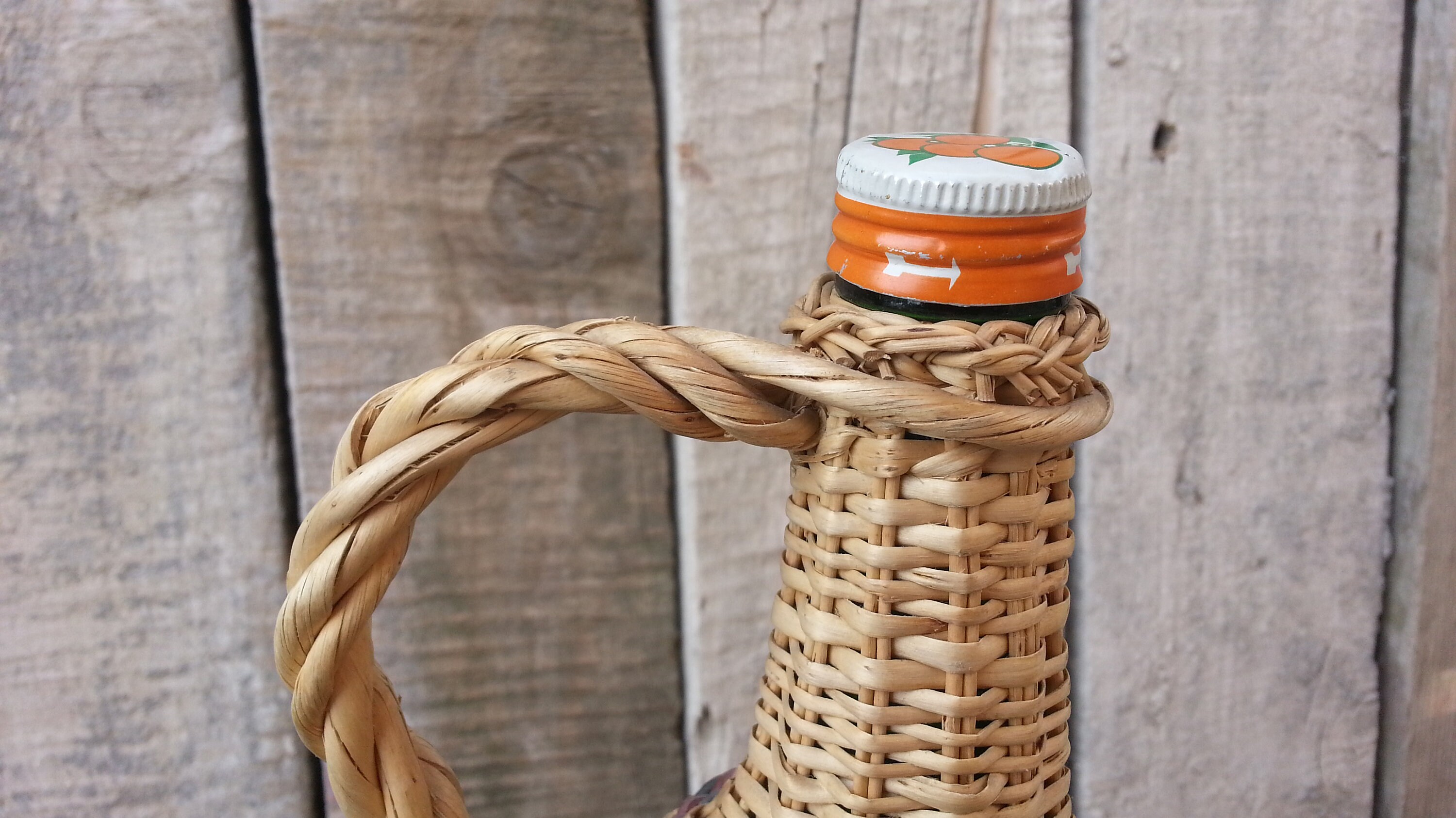 A Knitted Bottle of Rattan / Wine Bottle / Vintage Rattan - Etsy