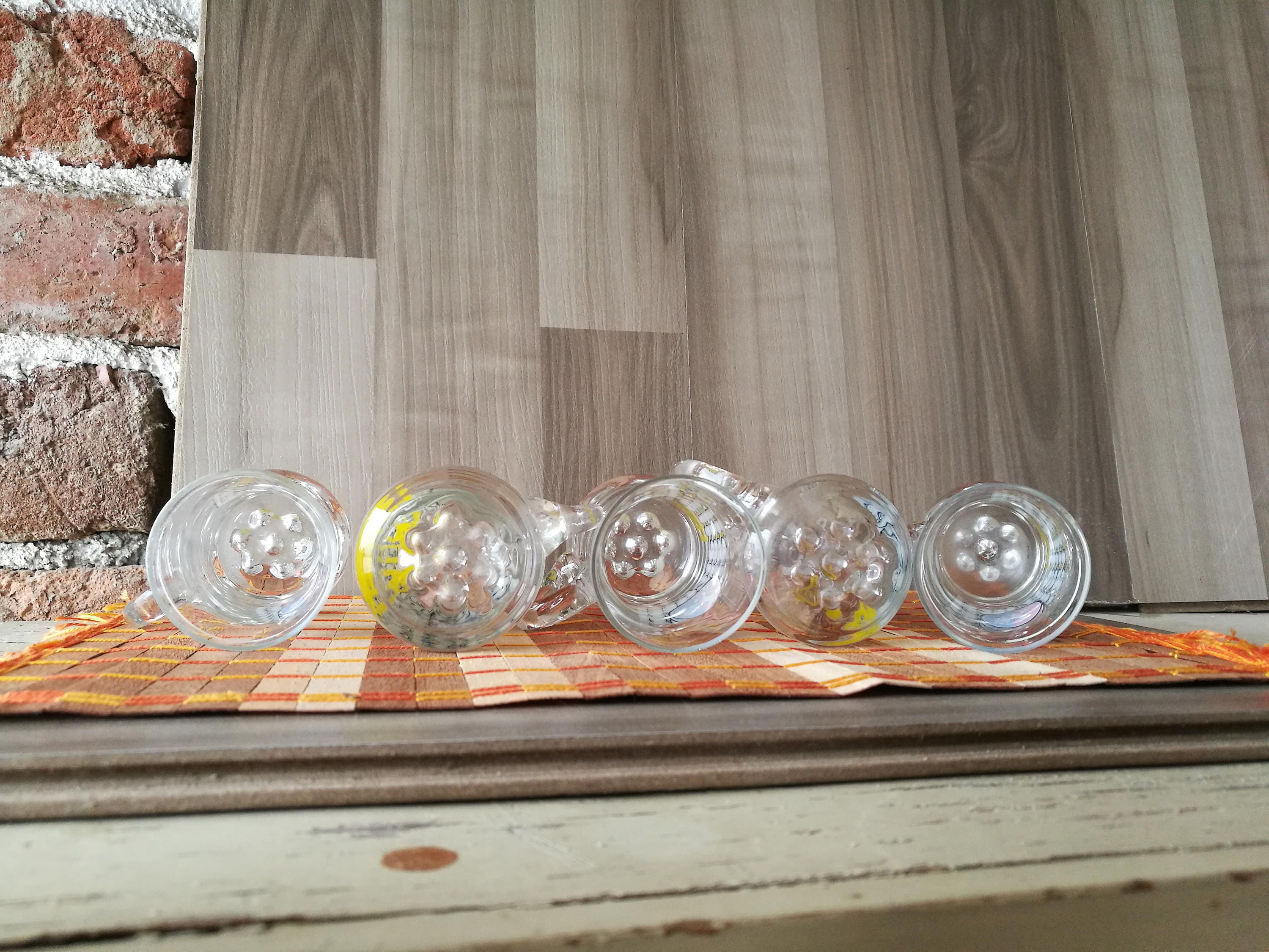 A Set of 5 Glass Cups With Alcohol Handles / Glass Tea Cups / Tea Set ...