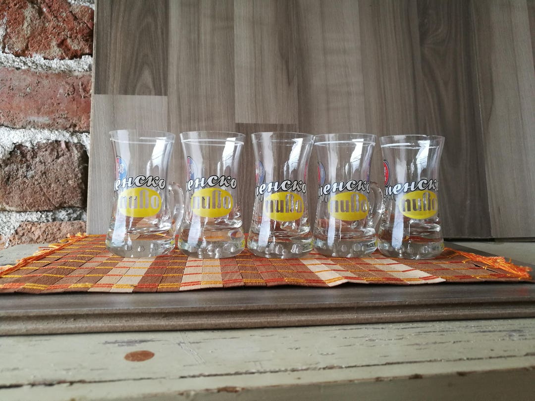 A Set of 5 Glass Cups With Alcohol Handles / Glass Tea Cups / Tea Set ...