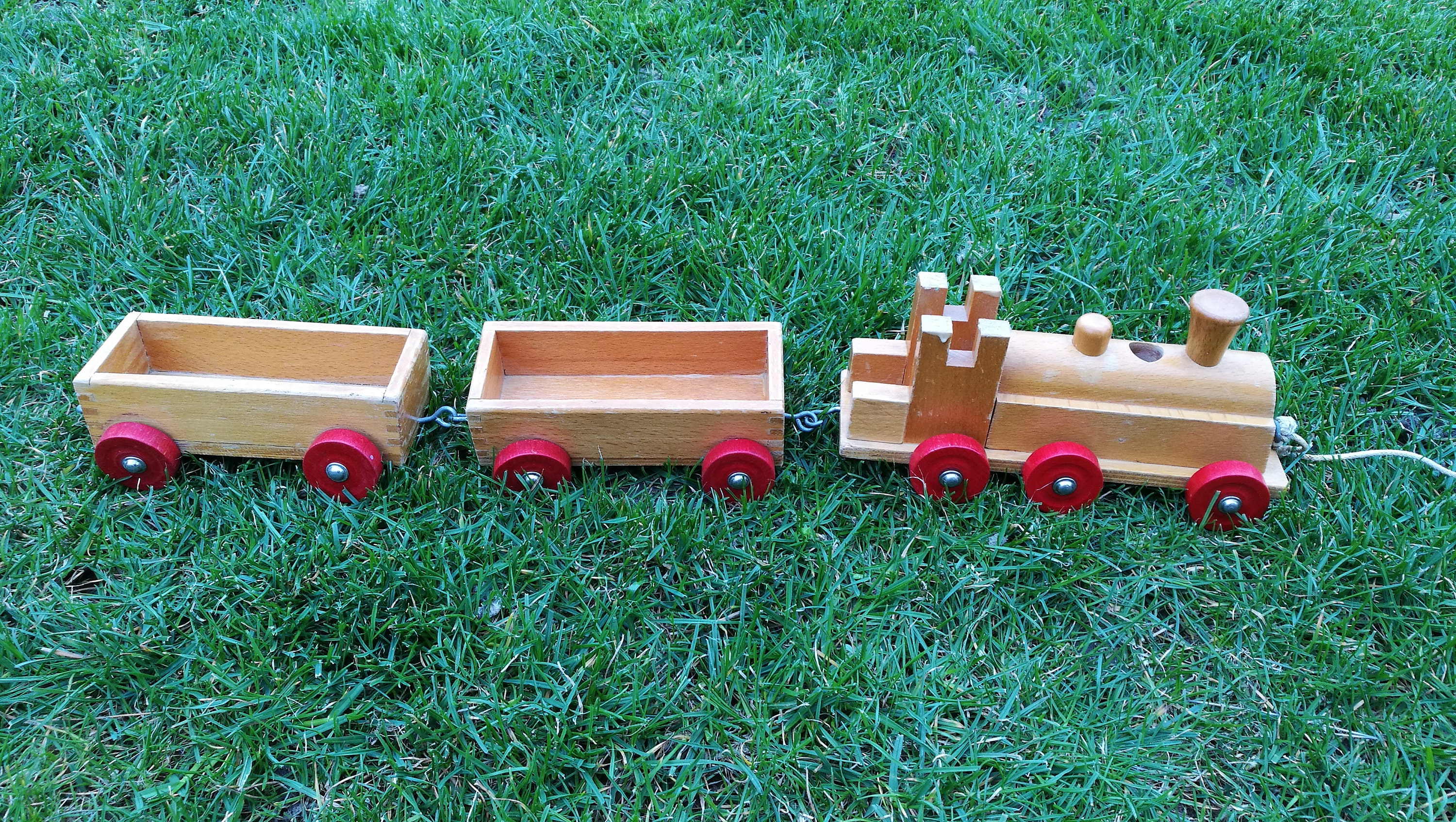 Vintage Wooden Train / Distressed Train / Old Handmade Toy / Wooden Toy ...