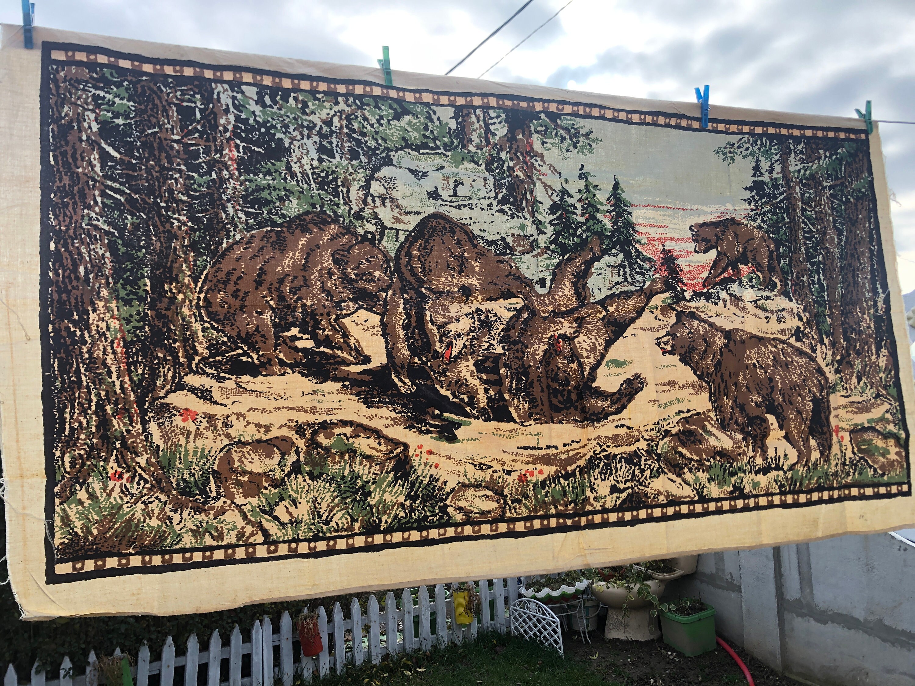 Stamped Textiles /textiles for the Wall /bears in the Woods /funny Game ...