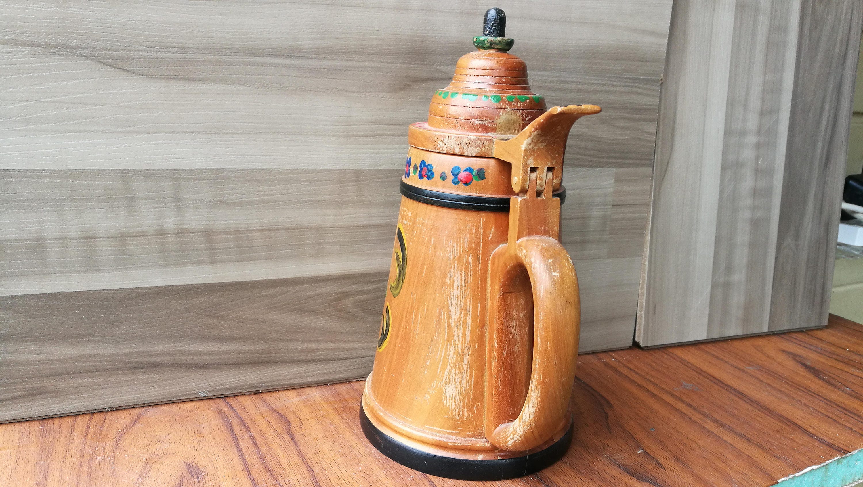 Wooden Jug / Vintage Jug / Retro Jug / Wooden Vessel / - Etsy