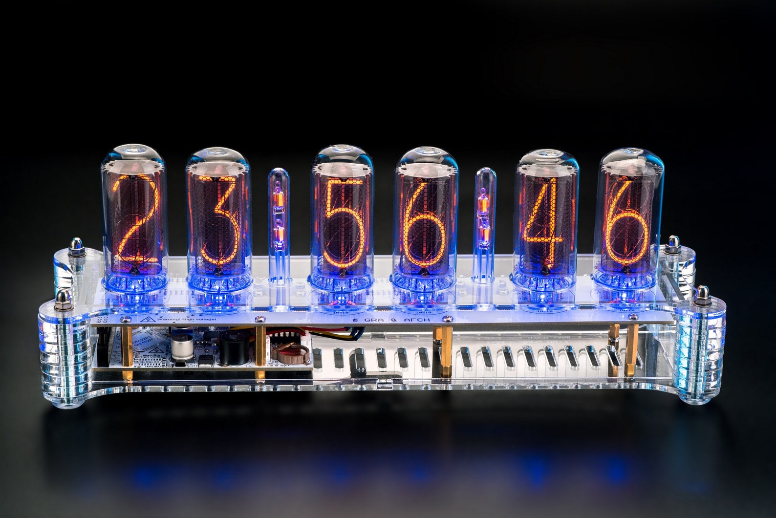 Nixie Tube Clock IN-18 in Big Acrylic Case Columns Sockets | Etsy
