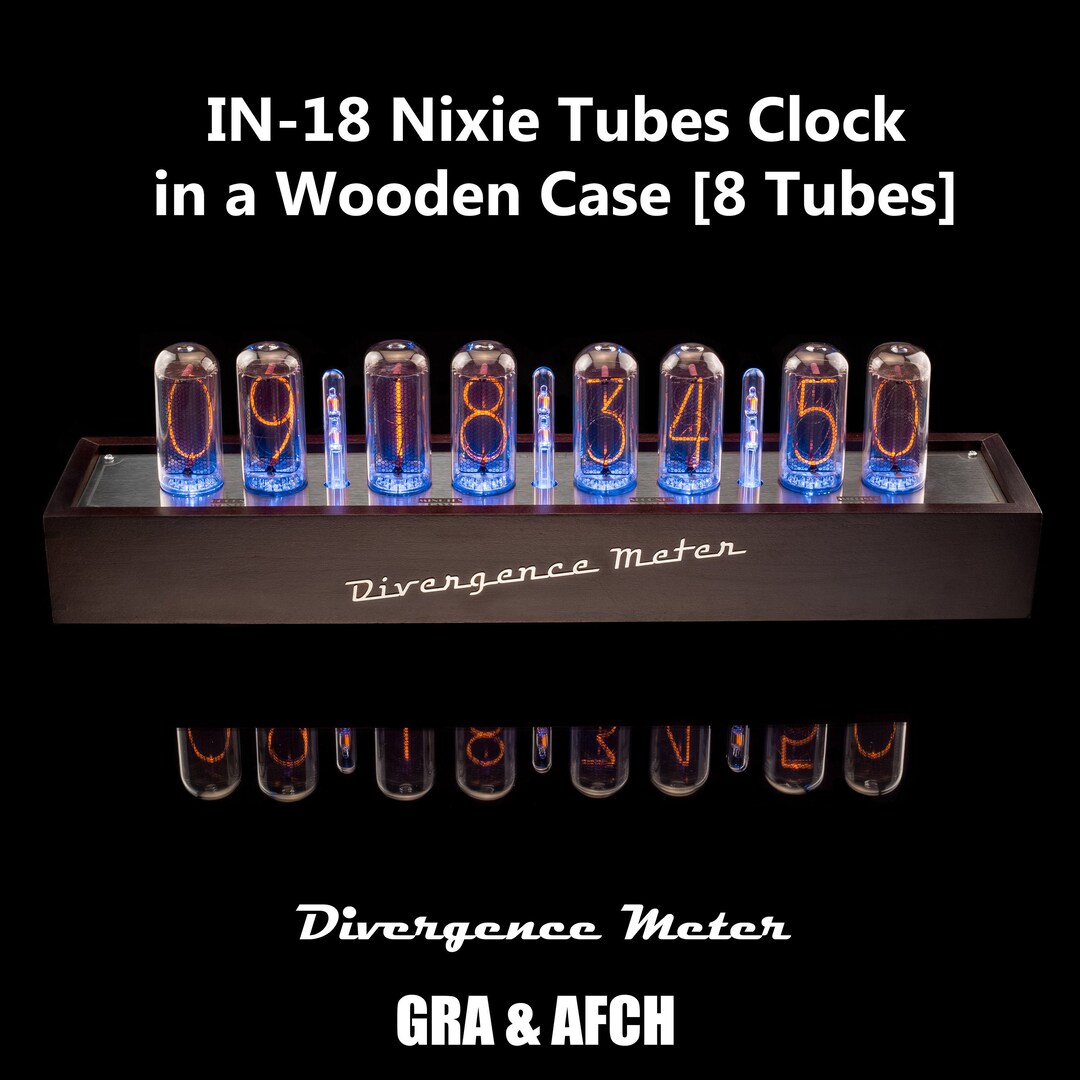 Nixie Tube Clock IN-18 Large Wooden Case 8 Tubes for Boyfriend, Husband ...