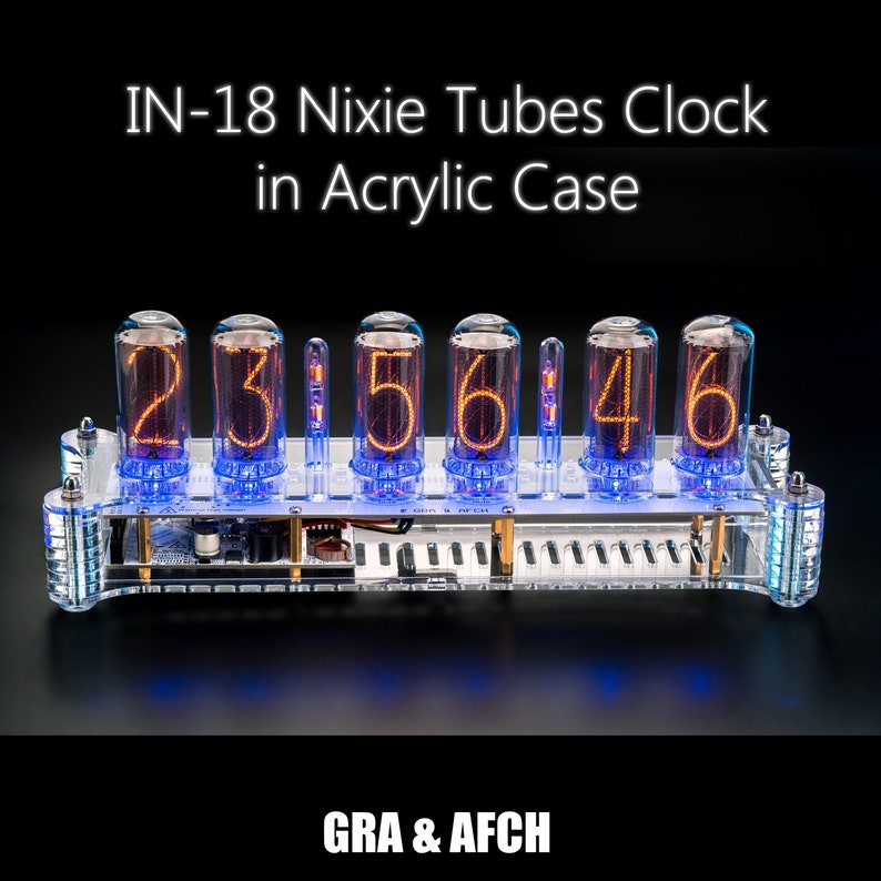 Nixie Tube Clock IN-18 in Big Acrylic Case Columns Sockets | Etsy