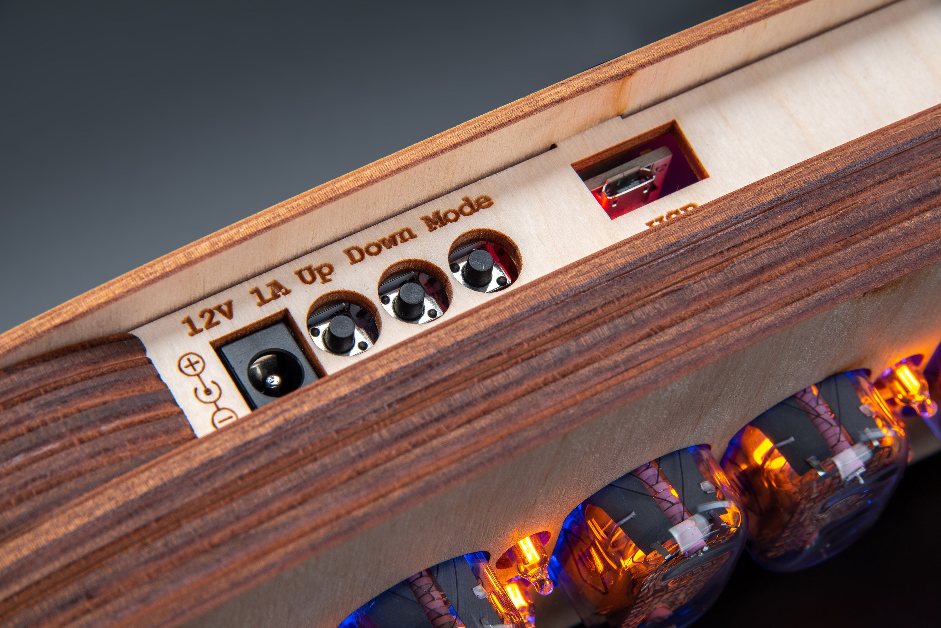 Nixie Tube Clock IN-12 Clean Plywood Case (12/24 Format) [RGB, USB ...
