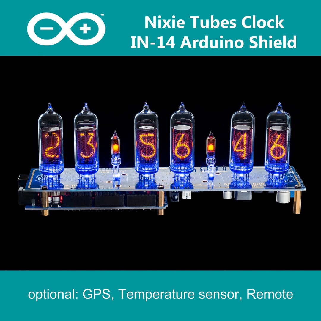Nixie Tubes Clock IN-14 Arduino Shield arduino GPS Temp. - Etsy