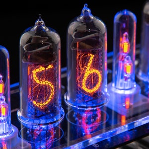 Nixie Tubes Clock IN-14 in Acrylic Case [columns, Temp. Sensor] Black ...