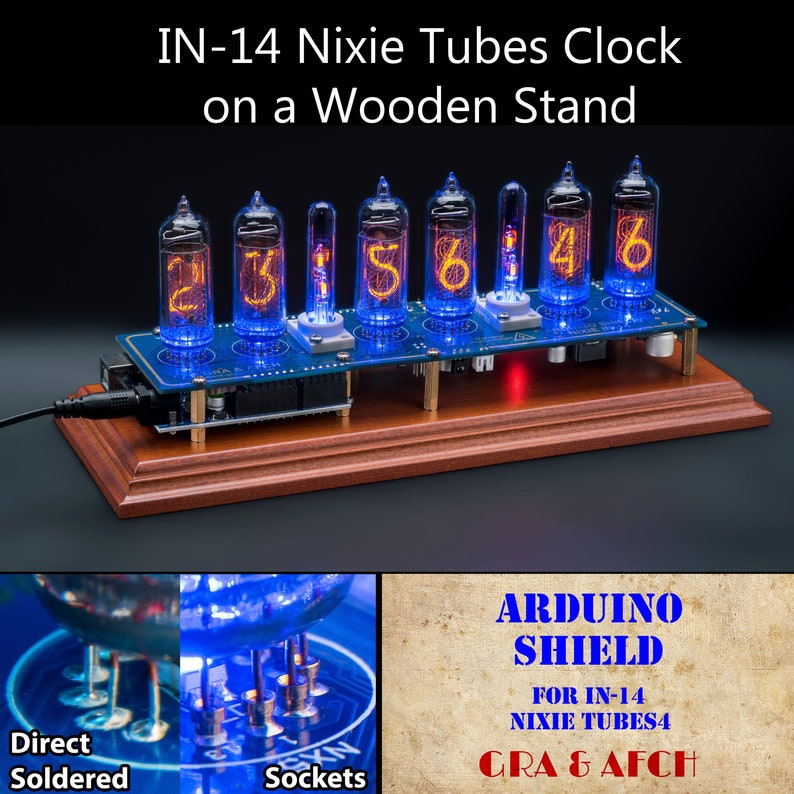 Nixie Tube Clock IN-14 Arduino Shield Wooden Stand Columns GPS - Etsy