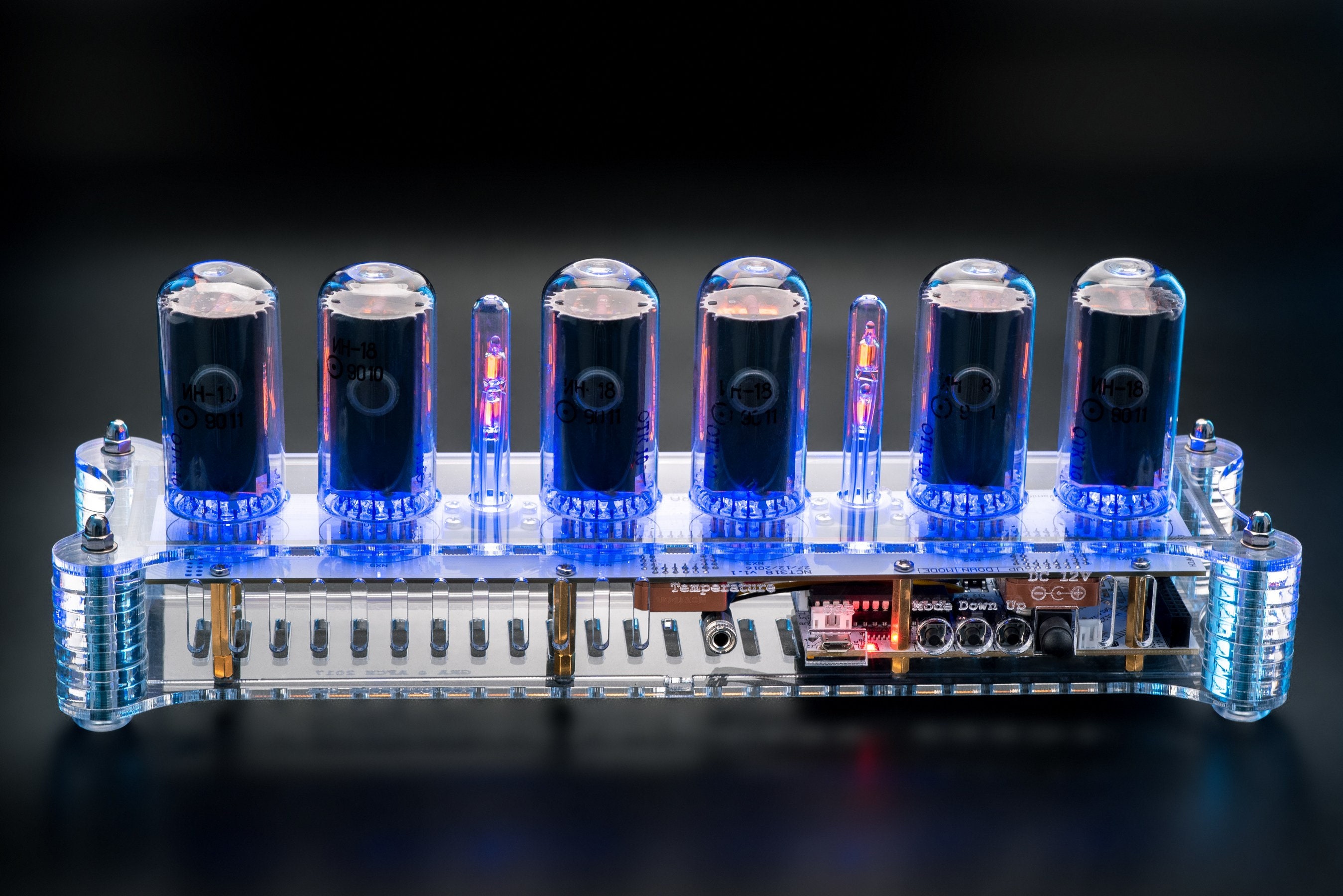 Nixie Tube Clock IN-18 in Big Acrylic Case [columns, Sockets] for ...