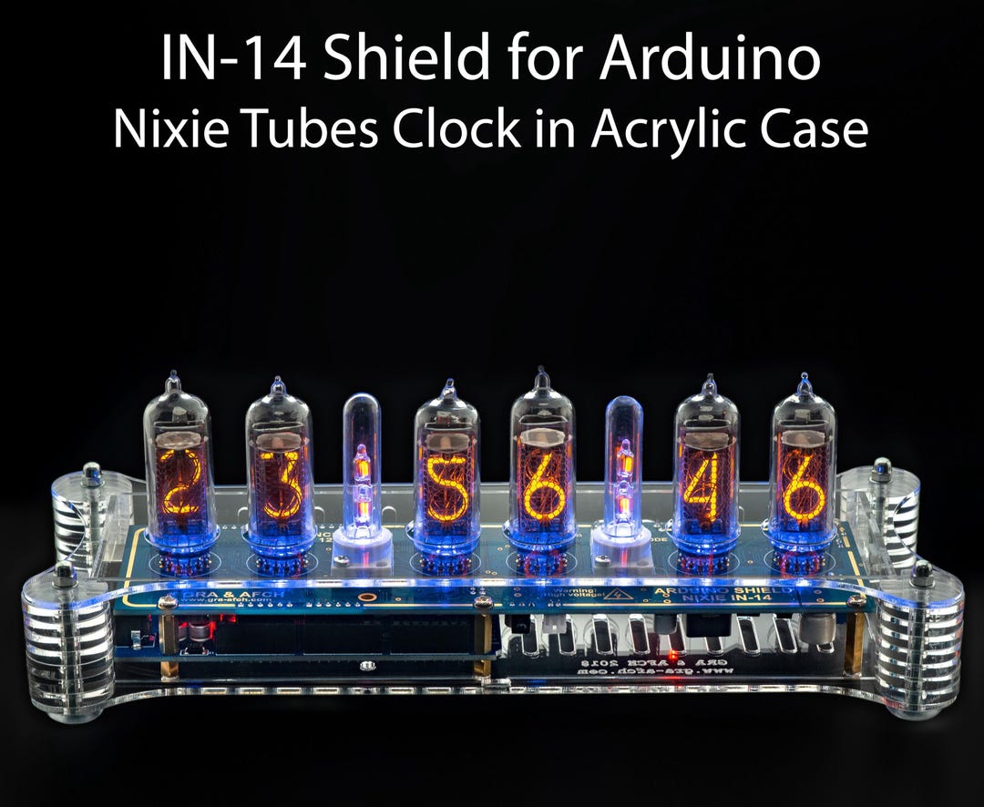 Nixie Tube Clock IN-14 Shield for Arduino Acrylic Case GPS, Temp ...