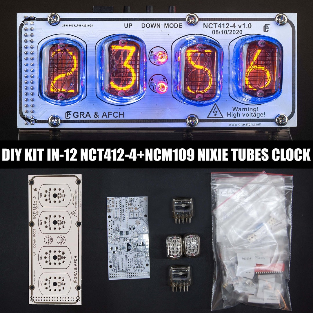 DIY KIT IN-12 Nixie Tube Clock on Acrylic Stand [with Sockets] [tubes ...
