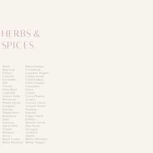 Gold Metallic Herbs and Spice Labels - Custom List - Waterproof Labels ...