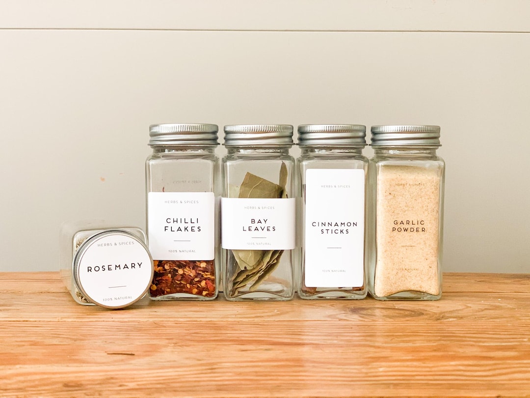 Minimalist Spice Jar Labels – Custom Waterproof Vinyl Stickers ...