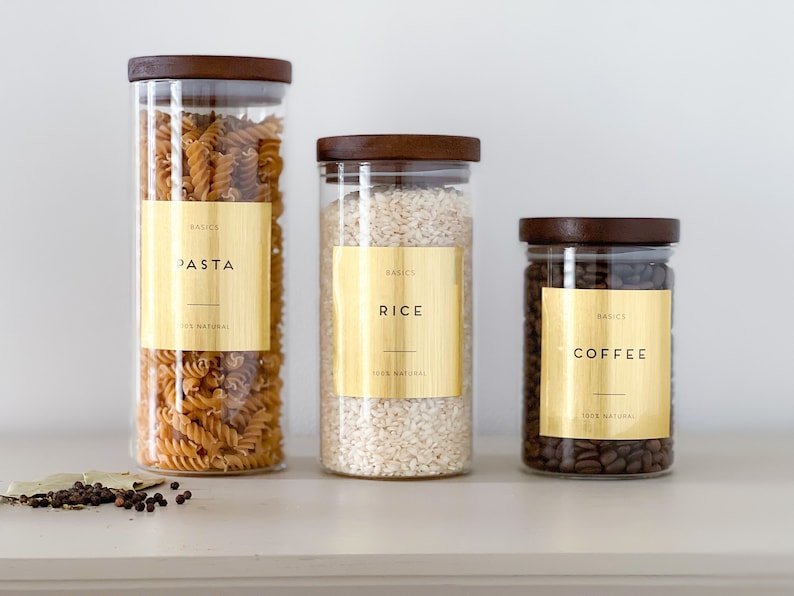 Personalised Gold Pantry Labels – Custom Waterproof Jar Stickers ...