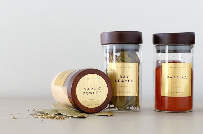 Gold Metallic Herbs and Spice Labels Custom List | Etsy