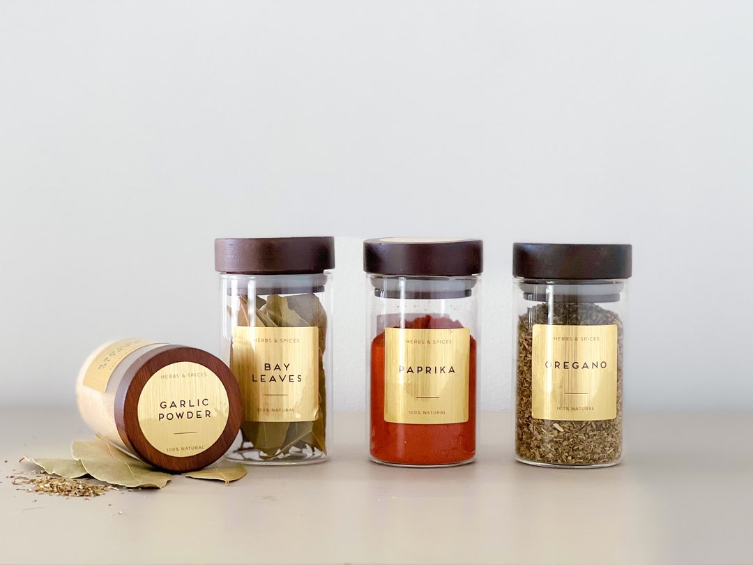 Gold Metallic Herbs and Spice Labels - Custom List - Waterproof Labels ...