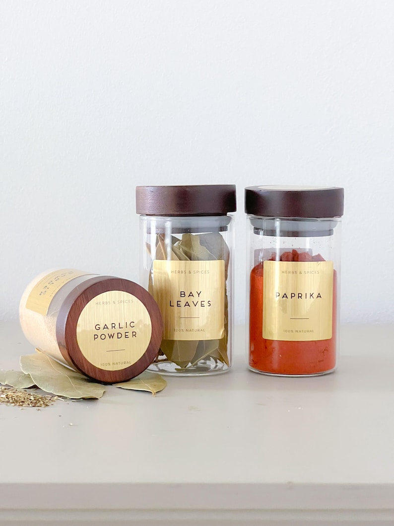 Personalised Gold Spice Jar Labels – Personalized Waterproof Brushed ...