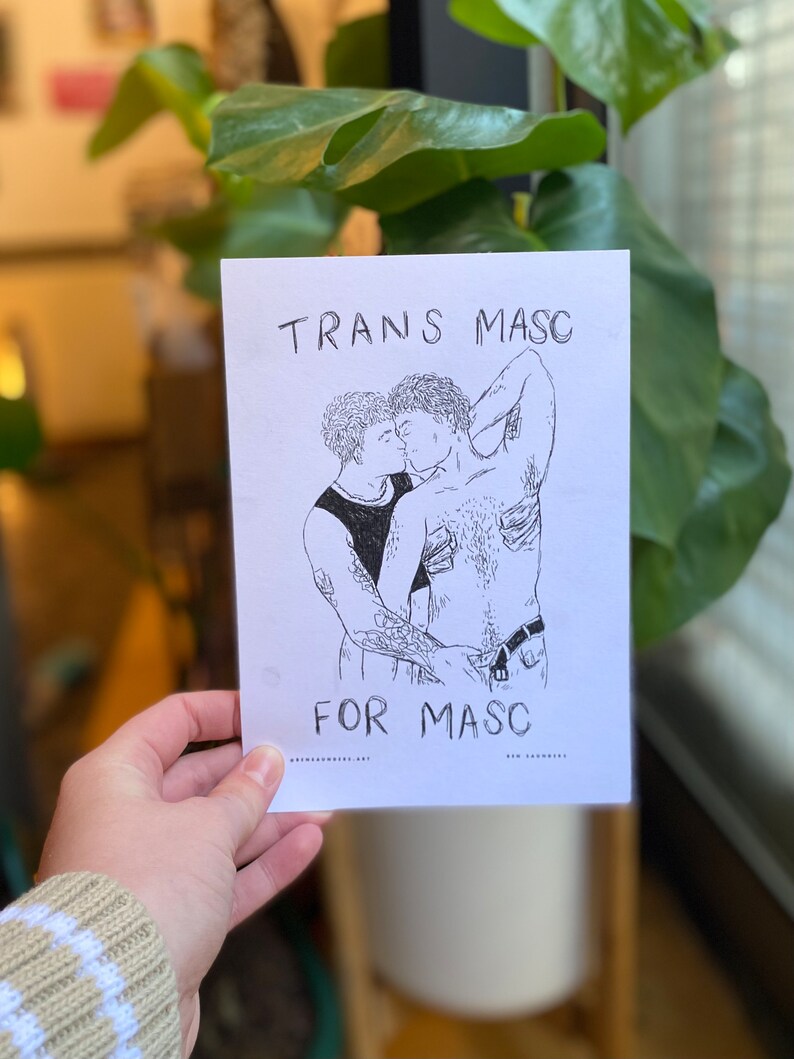 Trans Masc 4 Masc T4T Couple Trans Gay Bear Queer Art - Etsy