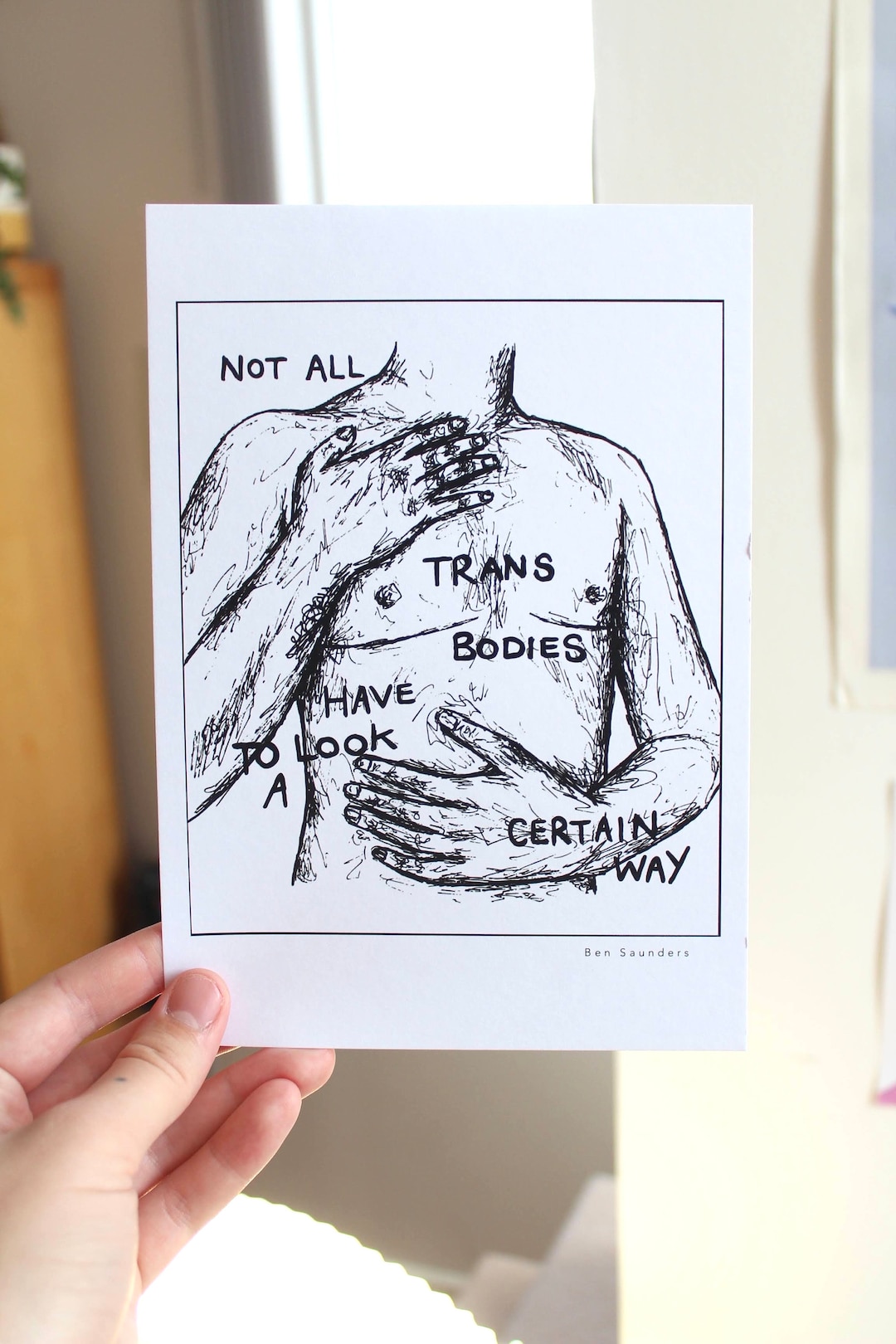 Transgender Art Print Not All Trans Bodies Line Art Illustration ...