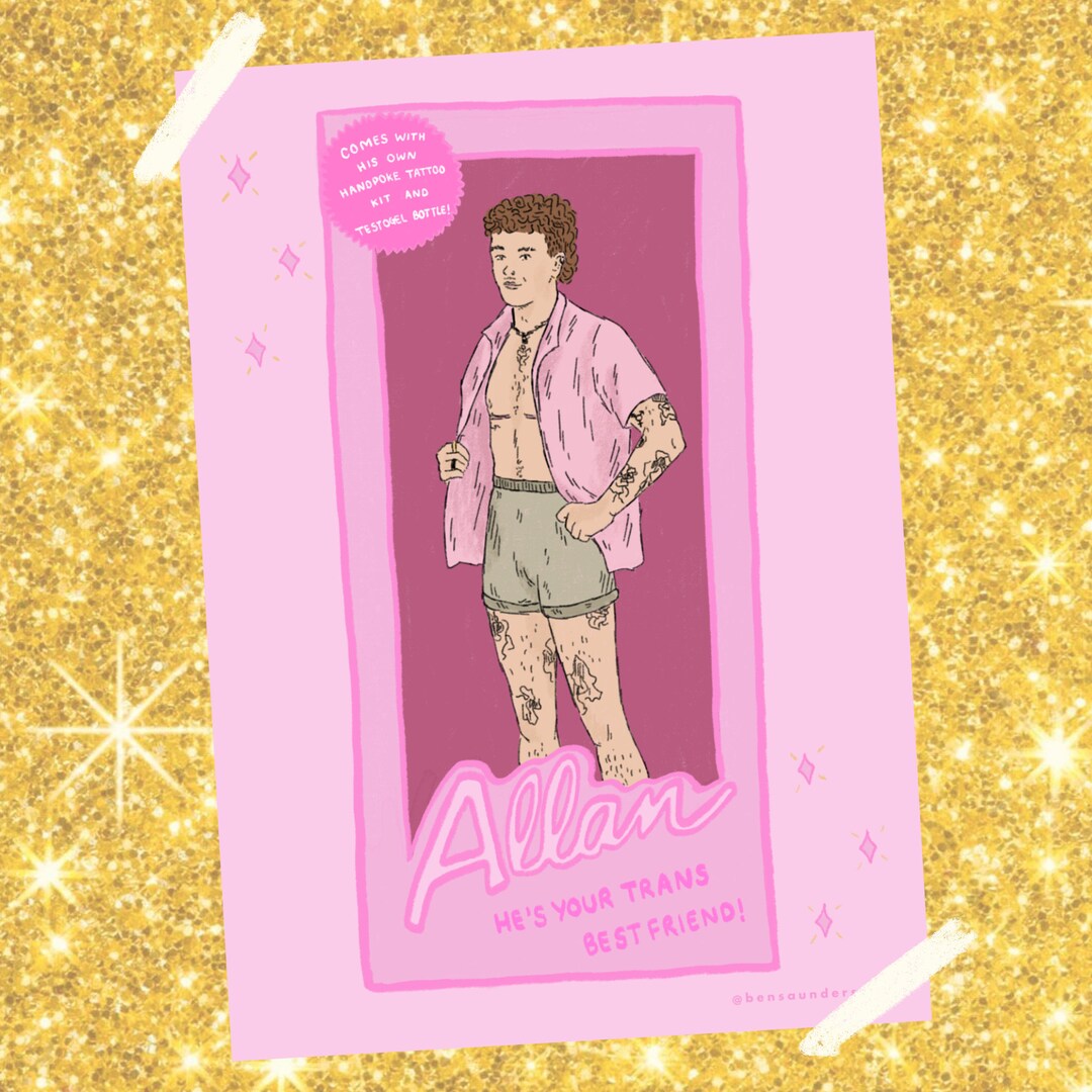 Barbie Print Alan Trans Masc Barbie Film Movie Art Print Illustration ...
