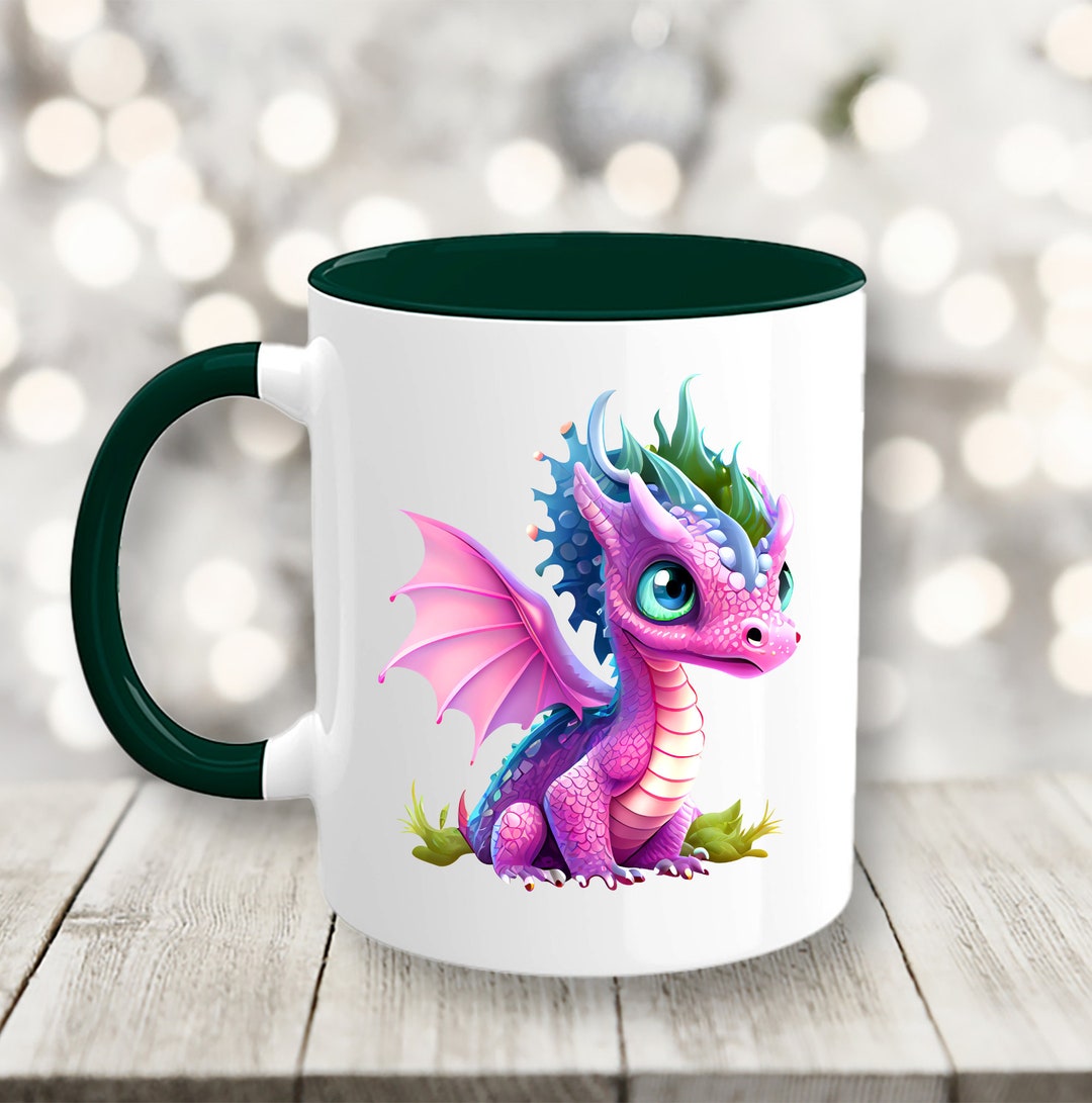 Adorable Baby Pink Dragon Mug: Sip in Sweet Serenity Colorful Accent ...