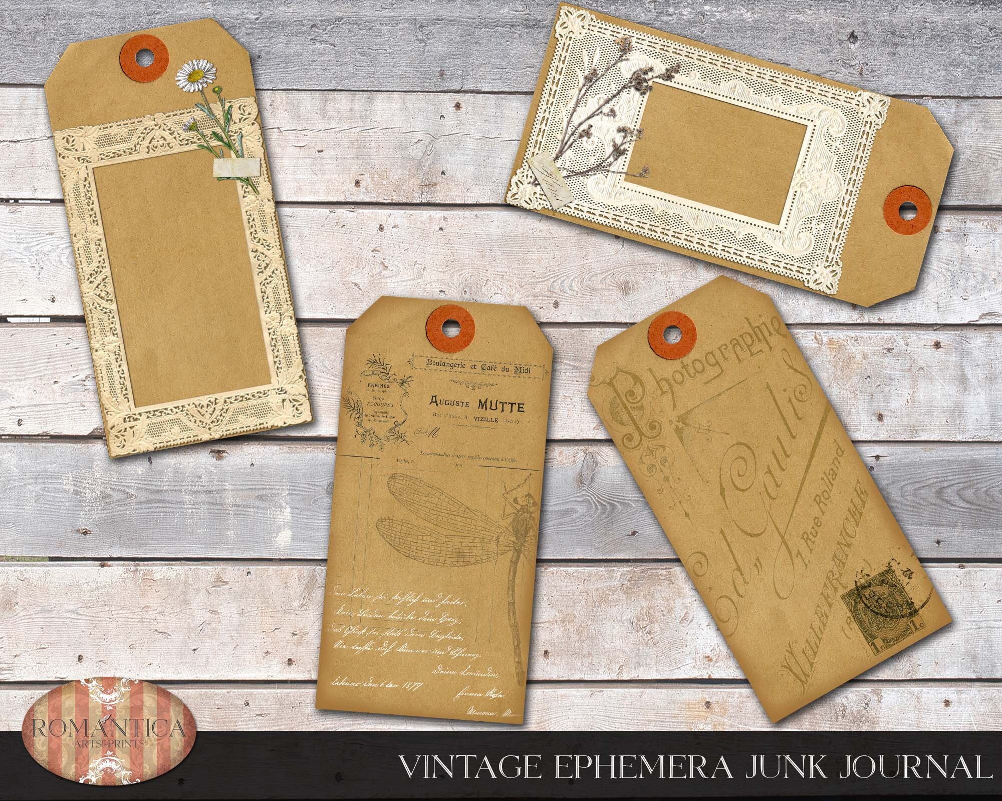 Vintage Ephemera Junk Journal Kit Digital Grunge Journal | Etsy