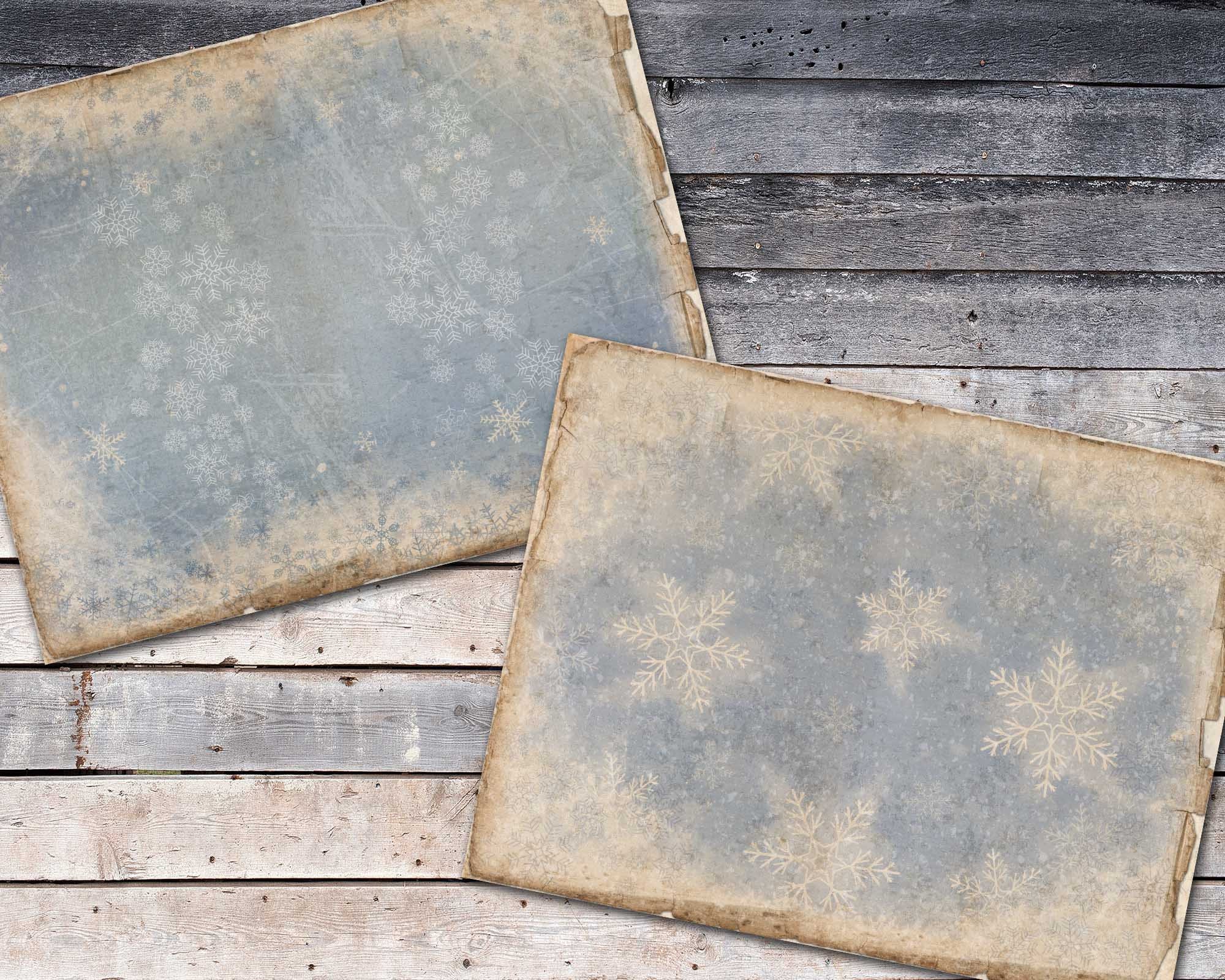Snowflake Paper Blue Snowflake Shabby Winter Journal Pages - Etsy