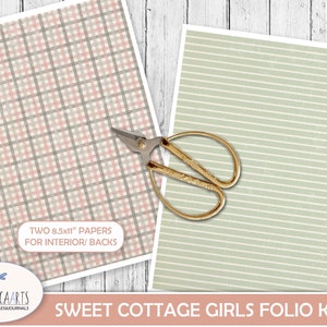 Sweet Cottage Girls Folio Kit, Printable Folding Folio, Vintage Country ...
