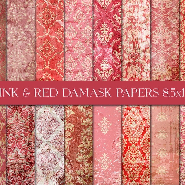 Red Damask Paper - Etsy