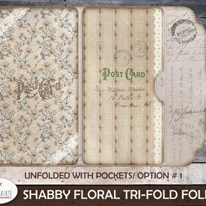 Shabby Floral Folio, Junk Journal Printable, Tri Fold Folio Kit, Happy ...