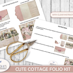 Cute Cottage Folio Kit, Tri Fold Folio Kit, Cottage Girls, Shabby Folio ...