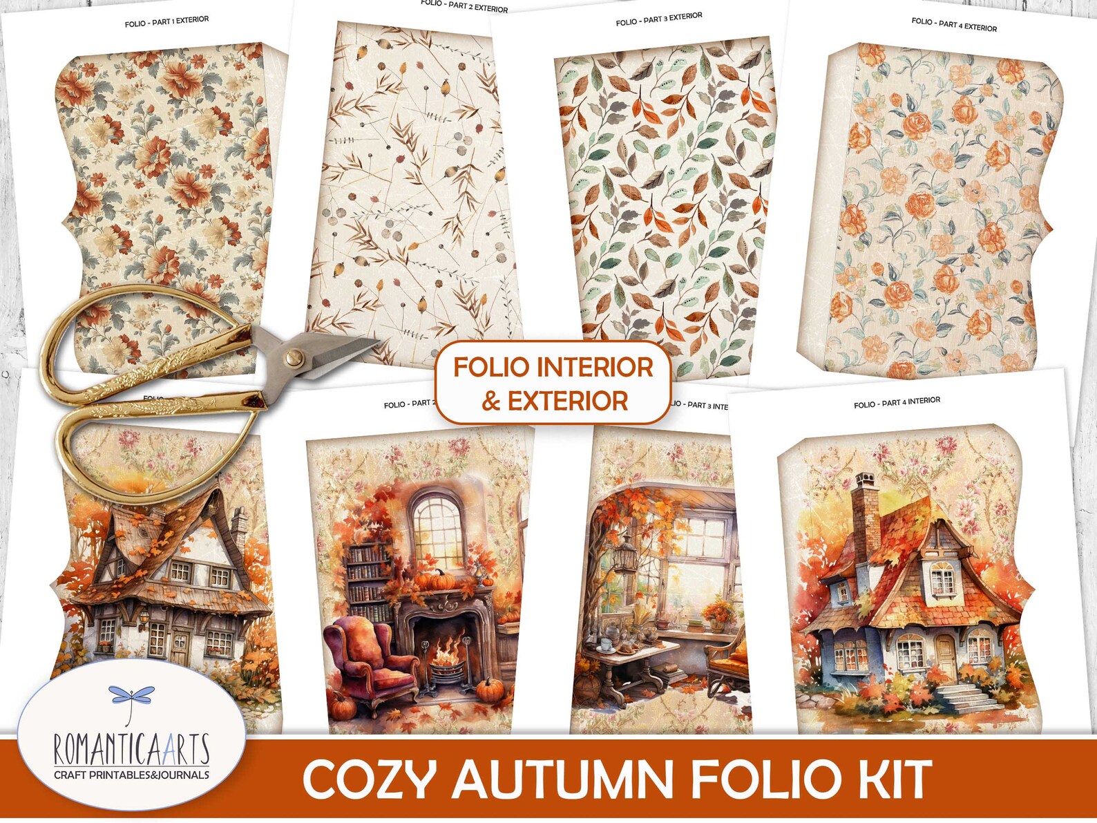 Cozy Autumn Four-fold Folio Kit, Fall Printable, Fold-over Tabbed Folio ...
