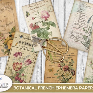 Botanical Ephemera Paper Pack, Printable Scraps, Botanical Bundle ...