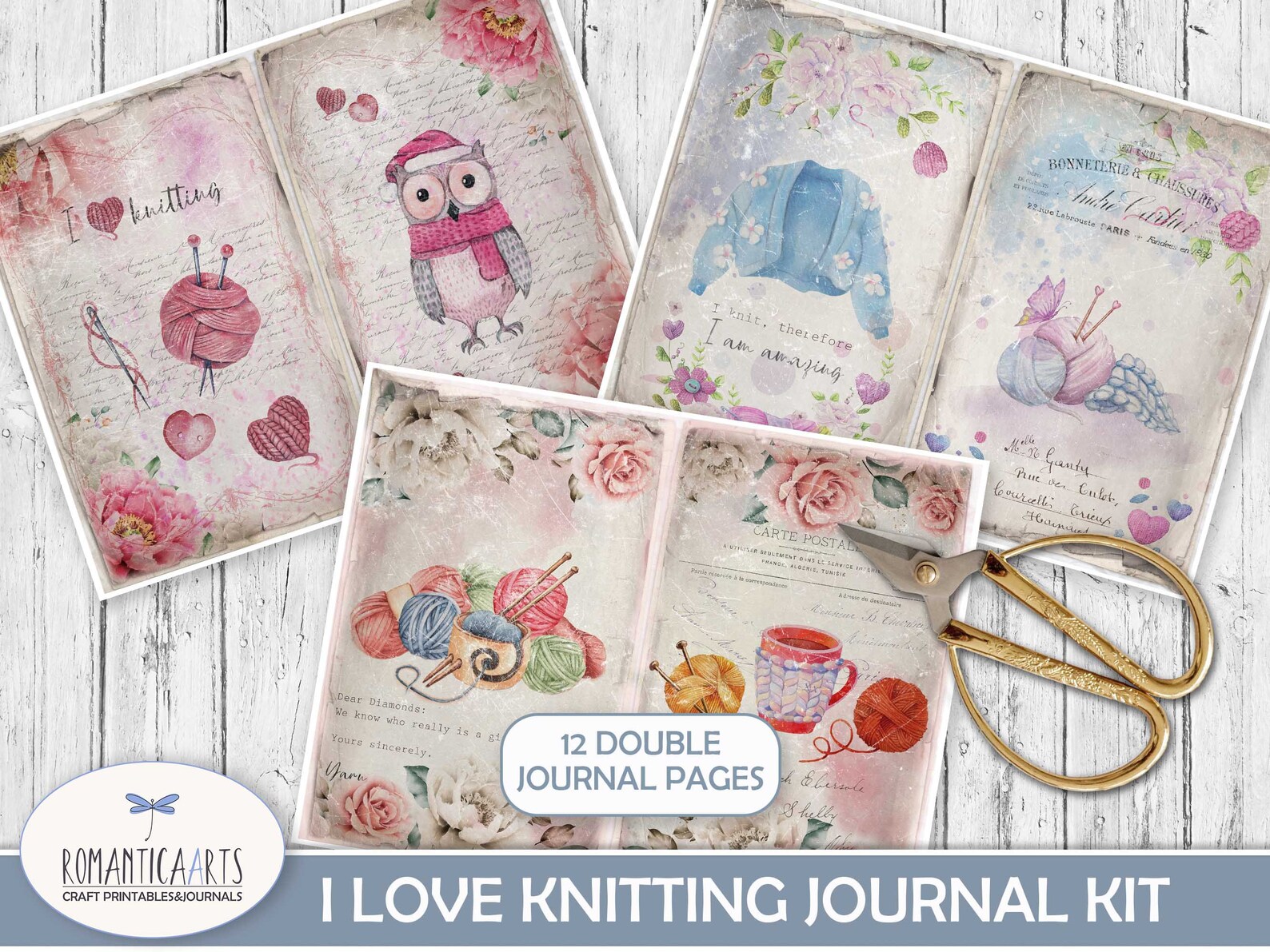 I Love Knitting Journal Kit, Junk Journal, Knitting Lover Paper, Yarn ...