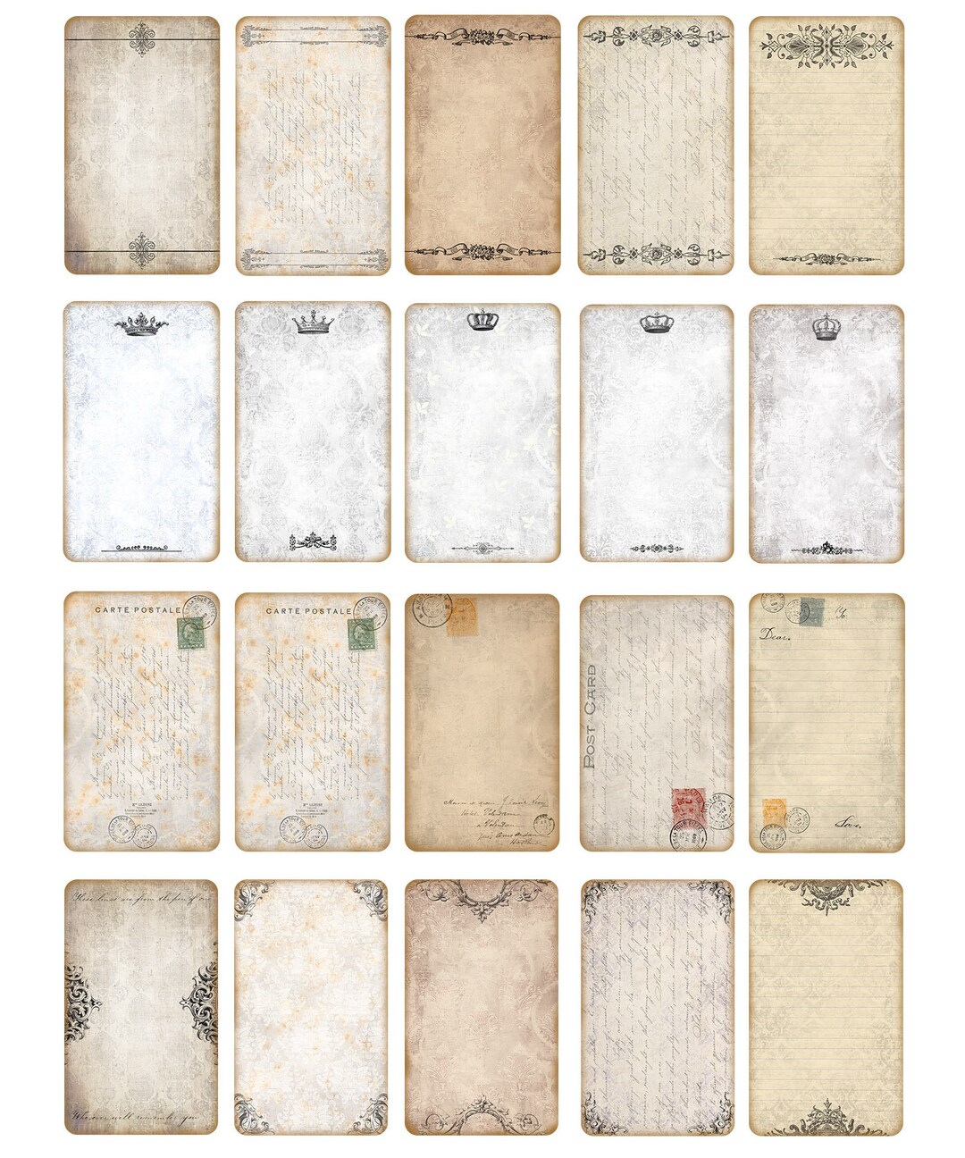 Vintage Editable Card, Blank Card, Card Collage Sheet, Digital Card ...