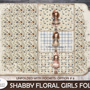 Shabby Floral Girls Folio Kit, Printable Loaded Folder, Vintage Girl ...