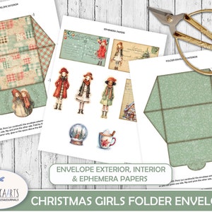 Christmas Girls Folder Envelope for Journals, Pocket Folder, Scrapbook ...