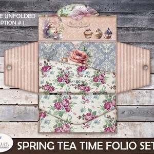 Spring Tea Time Folio Set, Junk Journal Printable, Tea and Roses, Tri ...