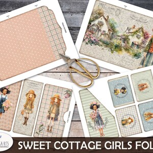 Sweet Cottage Girls Folio Kit, Printable Folding Folio, Vintage Country ...