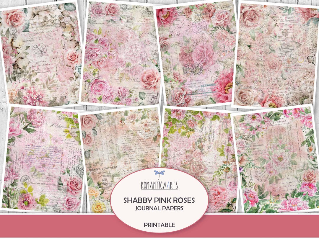 Pink Roses Paper, French Ephemera, Junk Journal, Soft Roses, Shabby ...