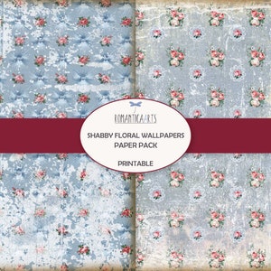 Shabby Floral Pattern Paper Pack, Digital Wallpaper, Floral Digital ...