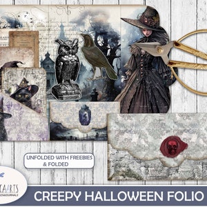 Creepy Halloween Folio Kit, Spooky Tri Fold Folio, Folio Pocket, Loaded Folder, Halloween ...