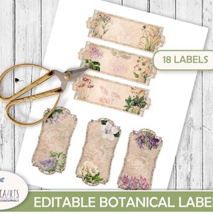 Editable Botanical Labels, Write on Floral Labels, Shabby Flower ...